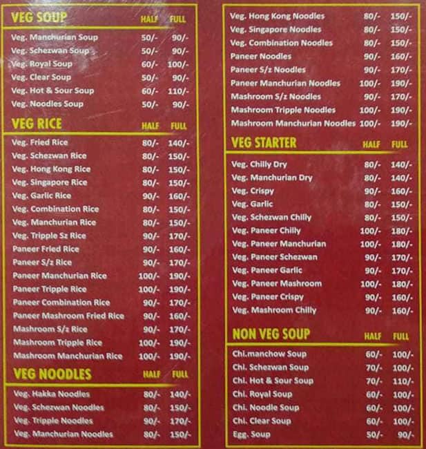 Menu of V Restaurant, Wagle Estate, Thane West, Thane