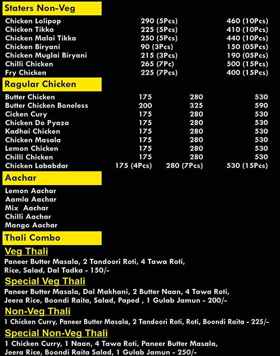 Menu of Soor Pratap, Sigma 1, Greater Noida