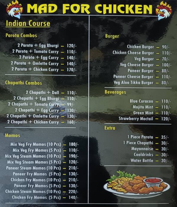 Menu at Mad For Chicken, Hyderabad