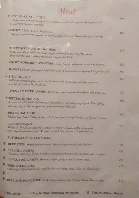 Menu at Cafe Juanita, Pasig, 19 W Capitol Dr