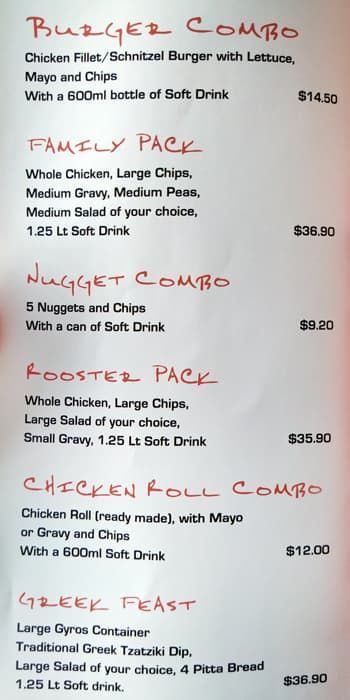 Menu at Sandringham Charcoal Chicken Plus fast food, Sandringham