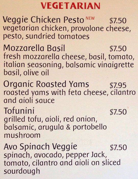 Menu at Panini Cafe, San Francisco