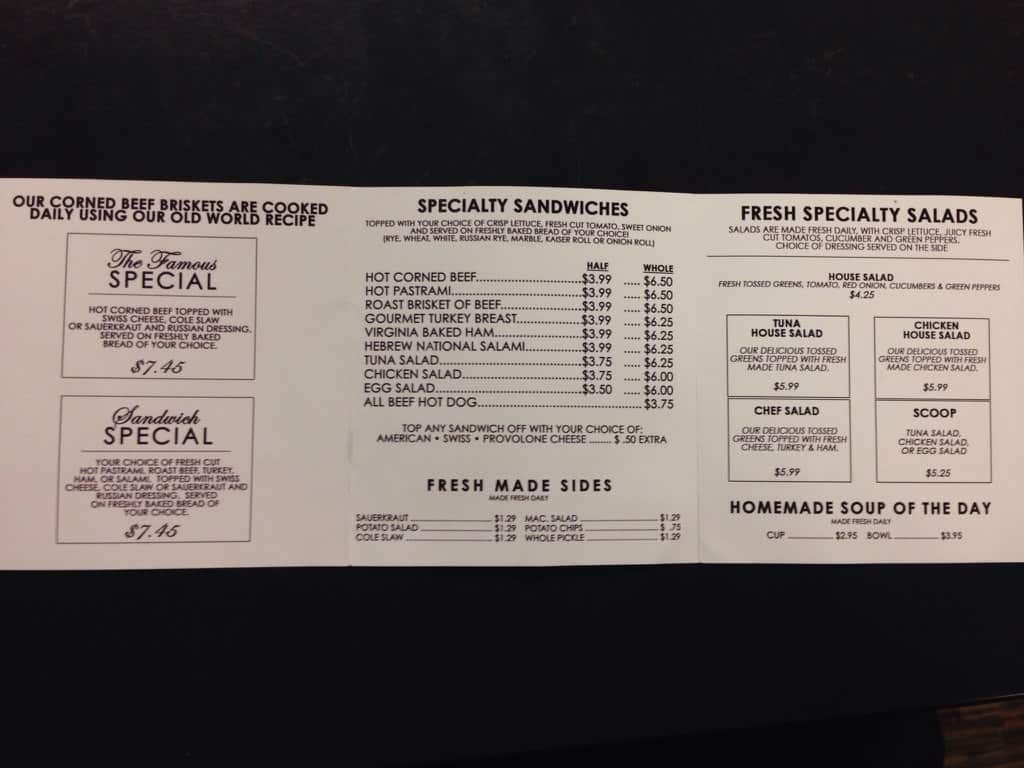 Menu at Sammy's Famous Corned Beef pub & bar, Pittsburgh, 217 9th St