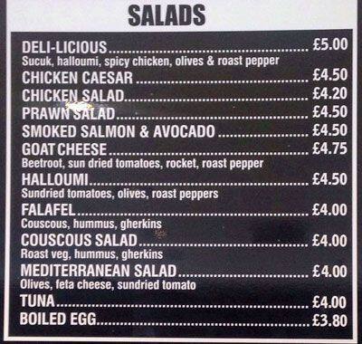 Menu at Deli-licious 2 Go fast food, London, 203 King's Cross Rd
