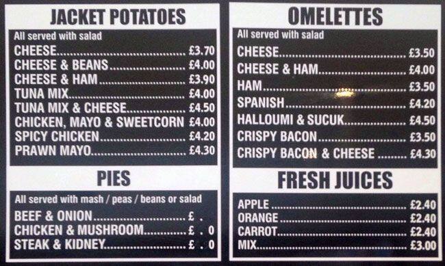 Menu at Deli-licious 2 Go fast food, London, 203 King's Cross Rd