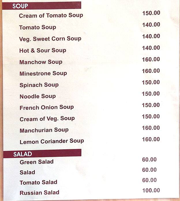 Menu of Natraj Dining Hall & Restaurant, City Centre, Udaipur