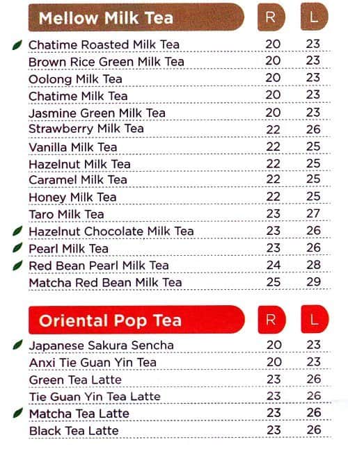 Chatime Menu, Menu for Chatime, Cihampelas, Bandung - Zomato Indonesia