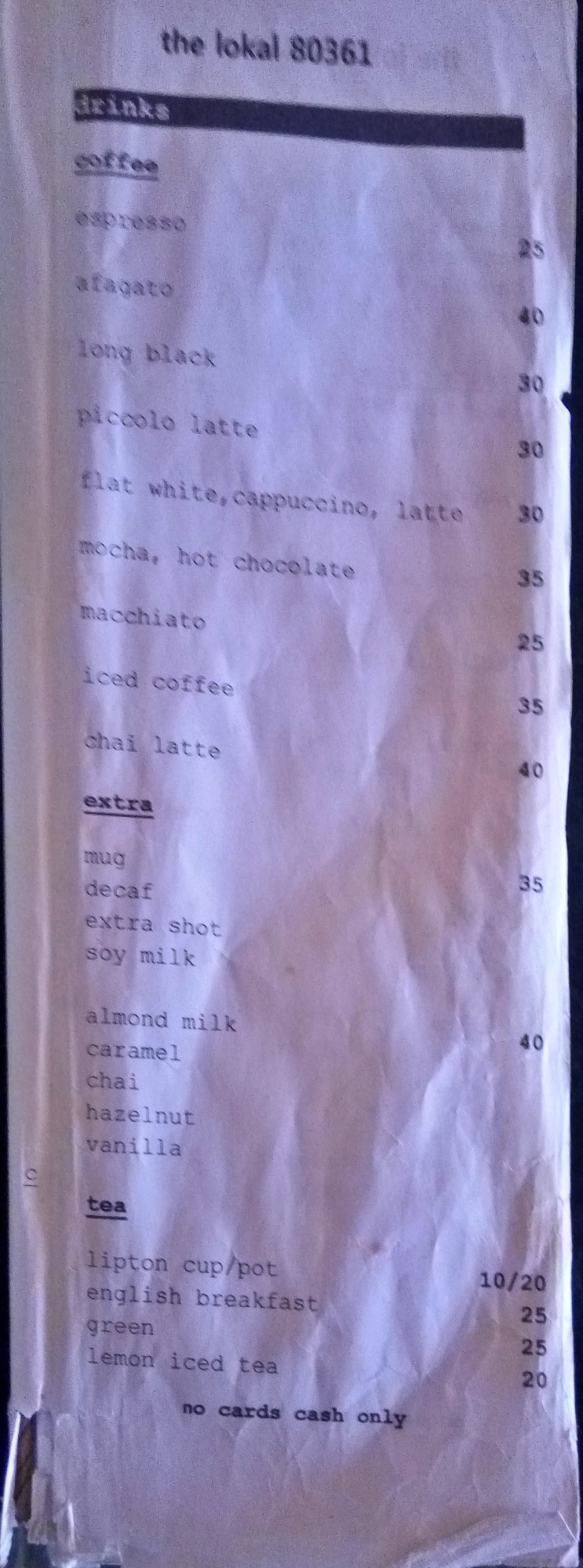 Menu at The Lokal 80361 restaurant, Kuta