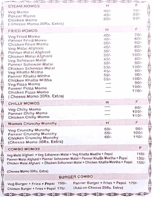 Menu of Delicious Momo Cafe, Kalyan, Thane