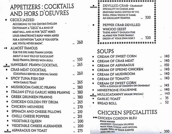 Mocambo a Kolkata: Foto del Menu con Prezzi - Zomato