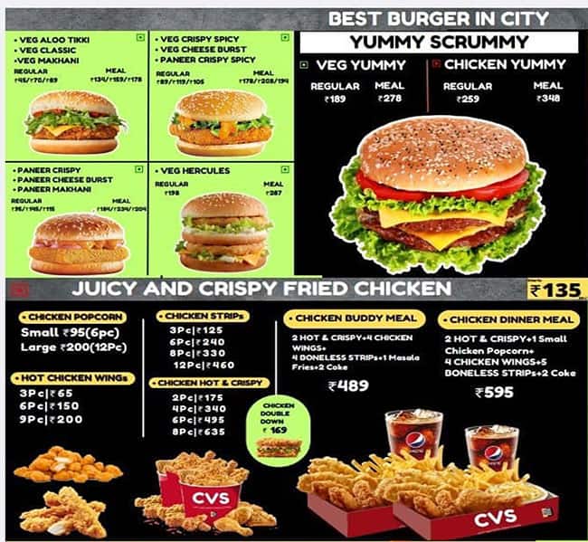 Menu of CVS Cafe, Bokaro Locality, Bokaro