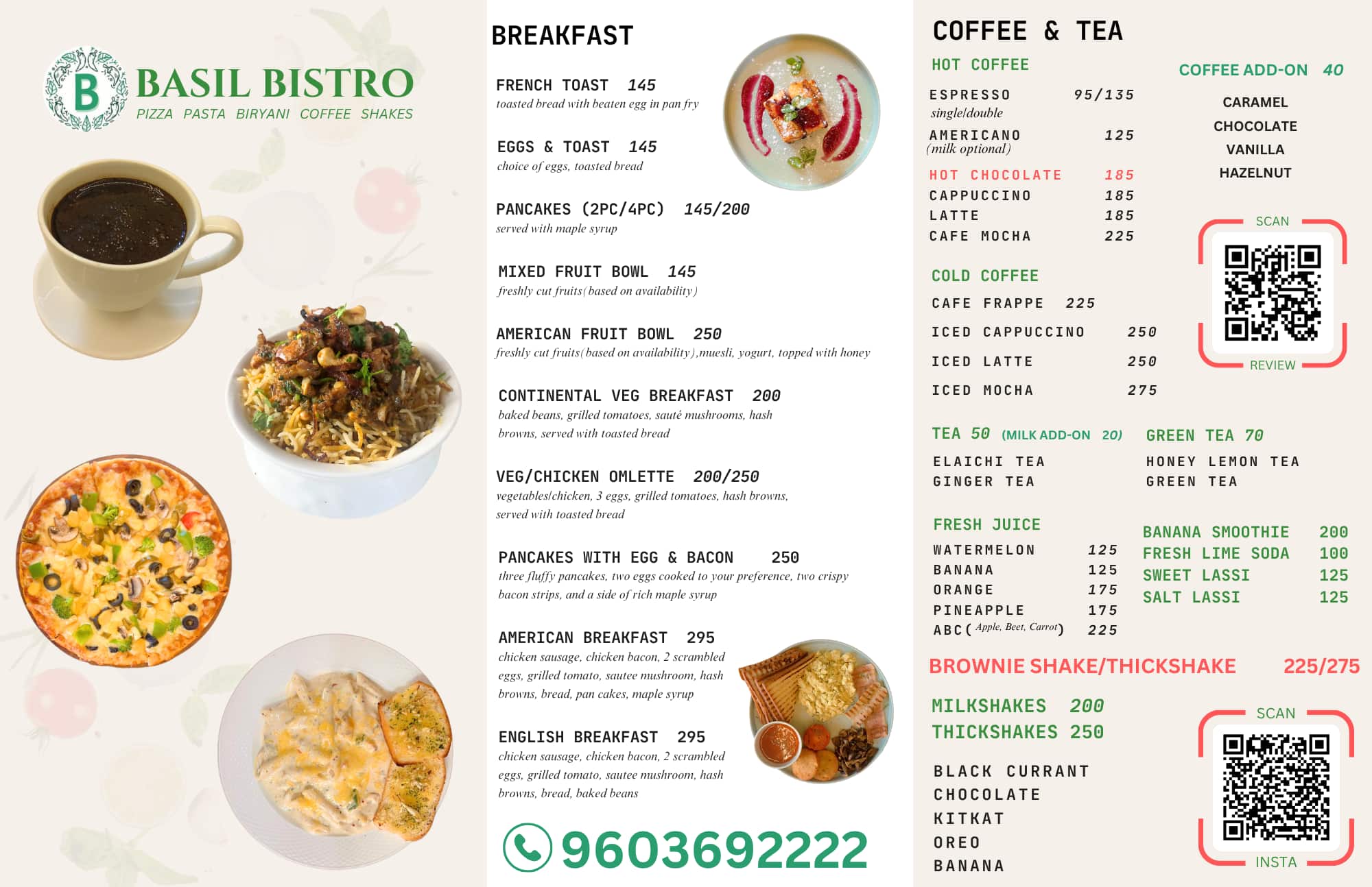 Menu of Basil Bistro, Kompally, Hyderabad