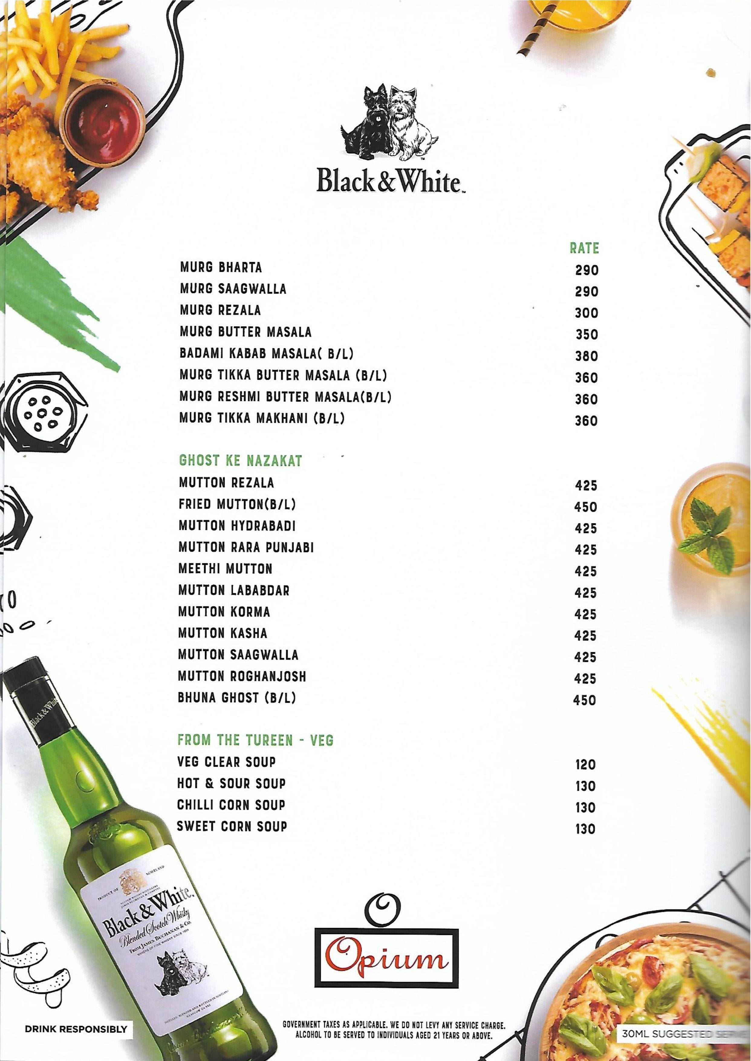 Menu at Opium Bar And Restaurant, Kolkata, J2