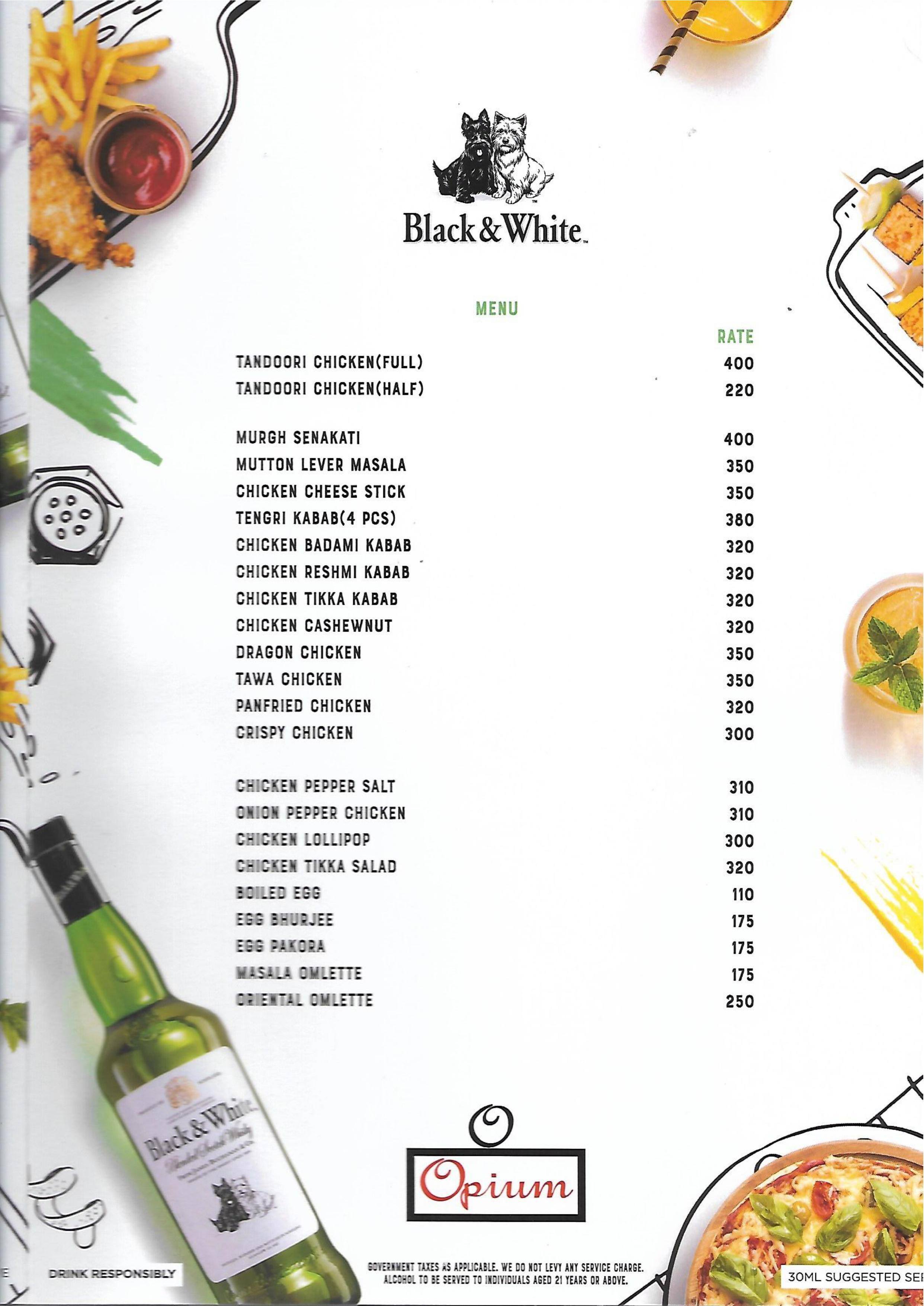 Menu at Opium Bar And Restaurant, Kolkata, J2