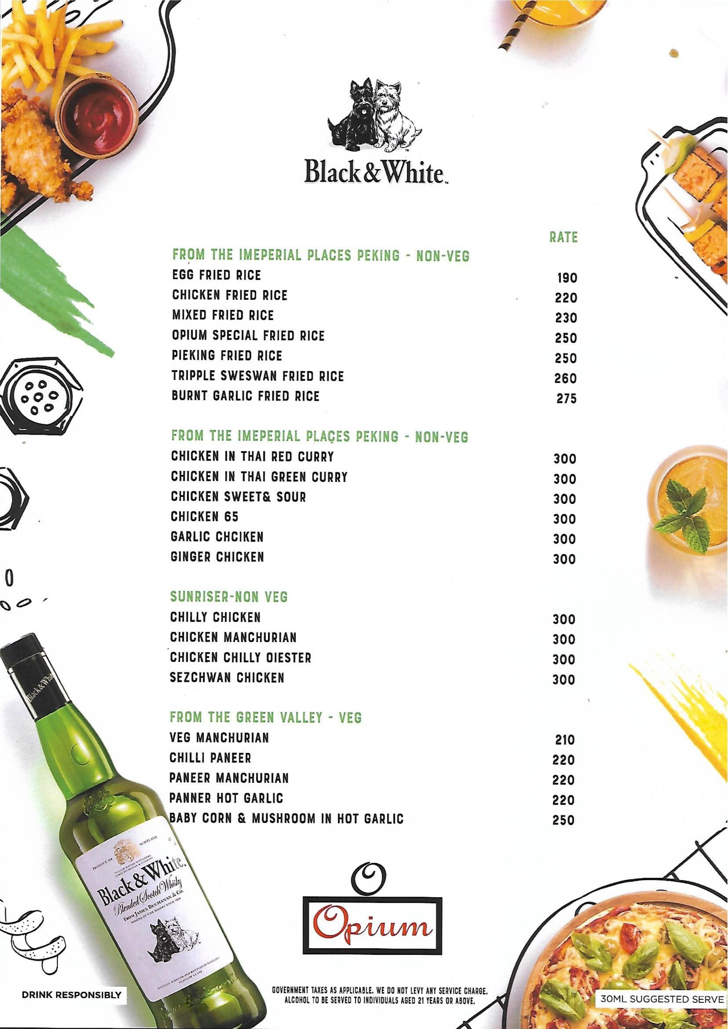 Menu at Opium Bar And Restaurant, Kolkata, J2