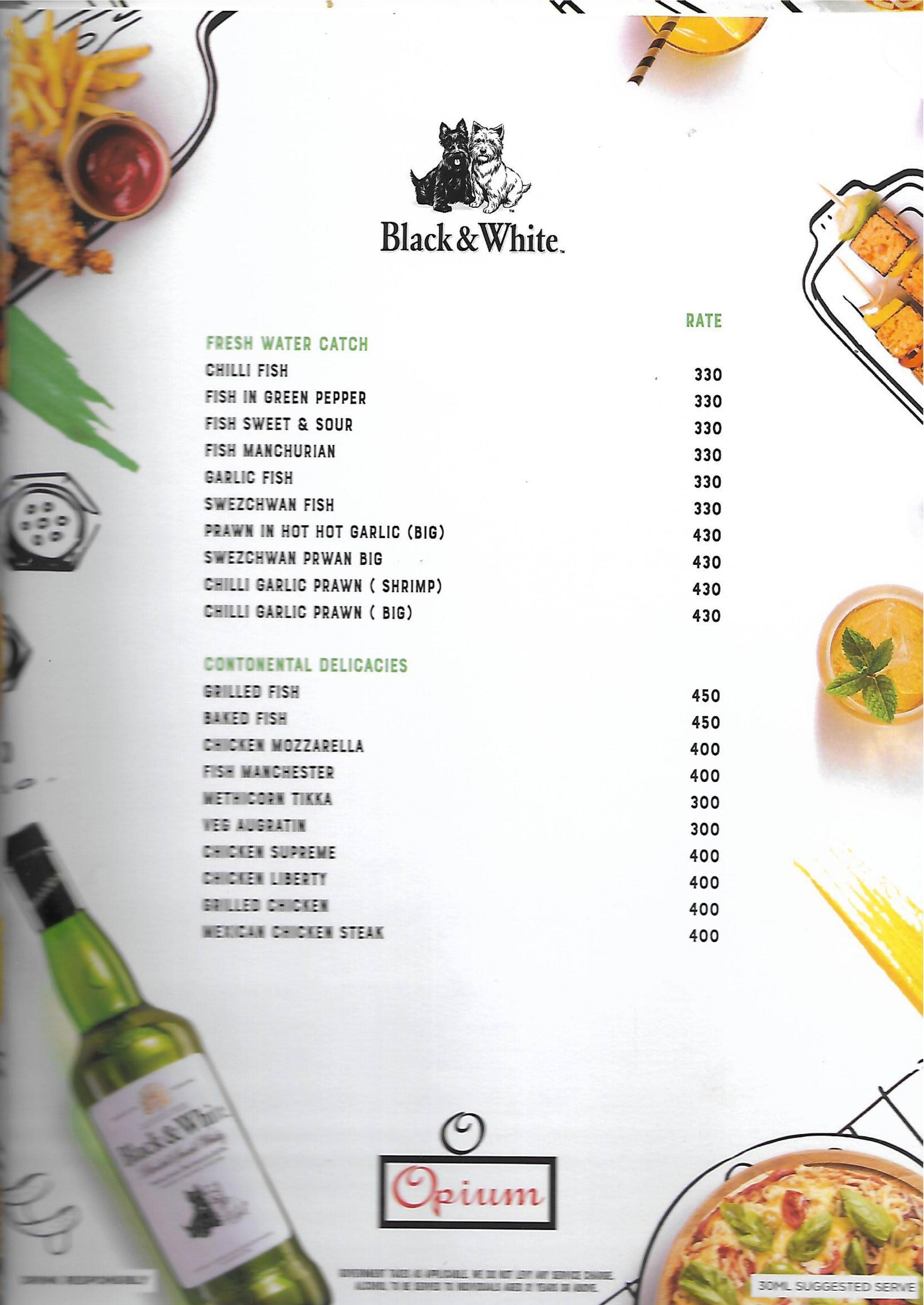 Menu at Opium Bar And Restaurant, Kolkata, J2