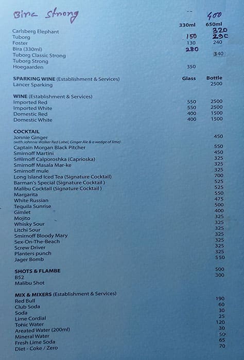 Menu at Opium Bar And Restaurant, Kolkata, J2