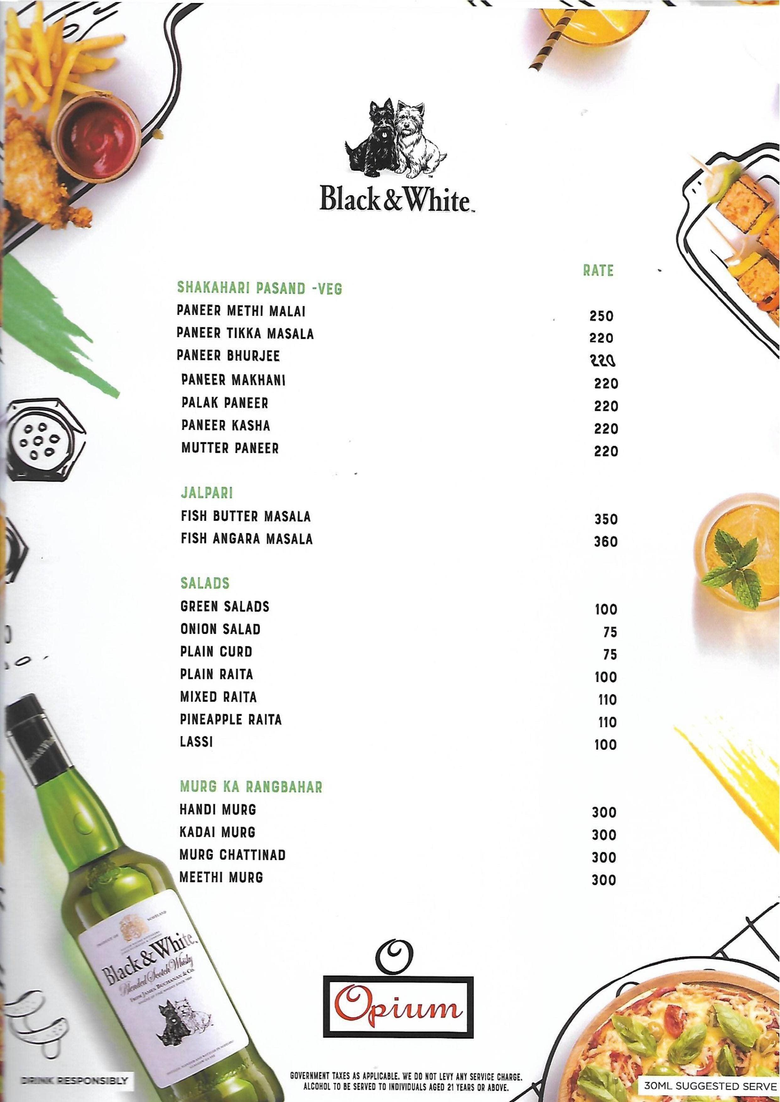 Menu at Opium Bar And Restaurant, Kolkata, J2