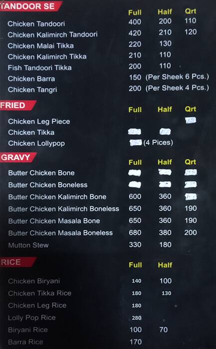 Menu at CHICKEN MALL, Kanpur, 25/6