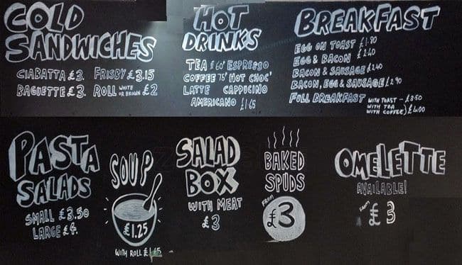 Menu at Rustica cafe, Manchester, 1 Hilton St