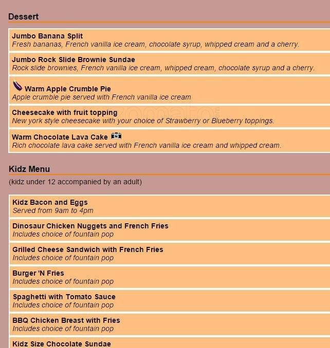 Menu at Green Eggplant restaurant, Toronto