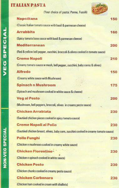 Menu at Rome Italia, Chandigarh, Bay Shop 397
