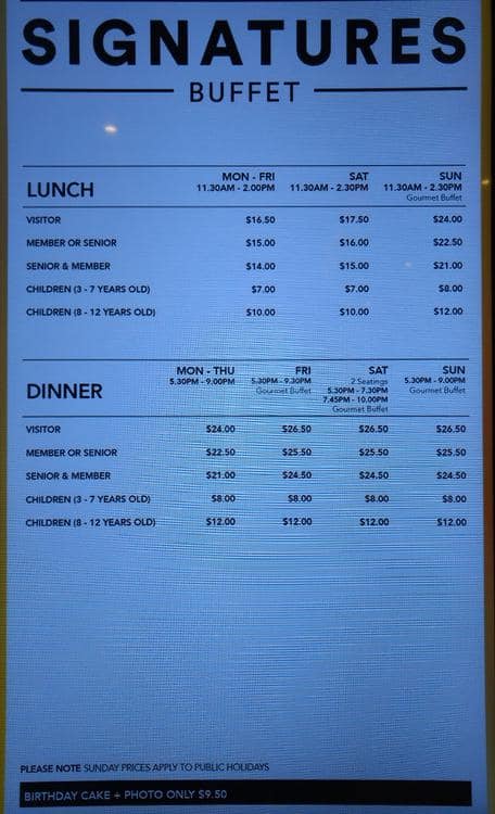 Menu at Merrylands RSL Club, Merrylands