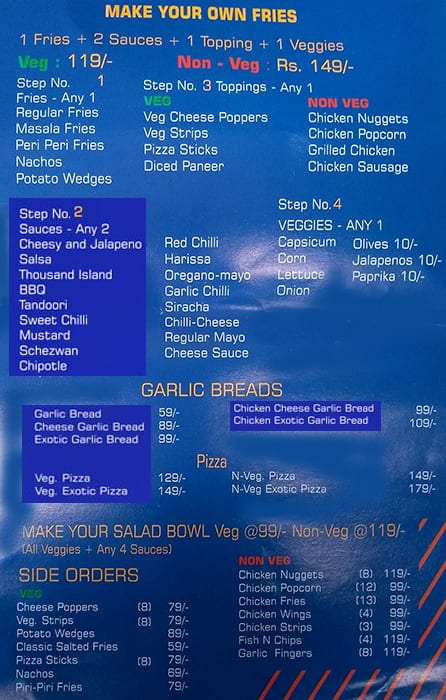 Menu at Burger Fries Factory, Mumbai, G B Indulkar Rd