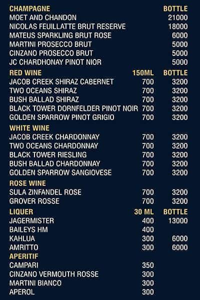 Menu of 360°, C Scheme, Jaipur