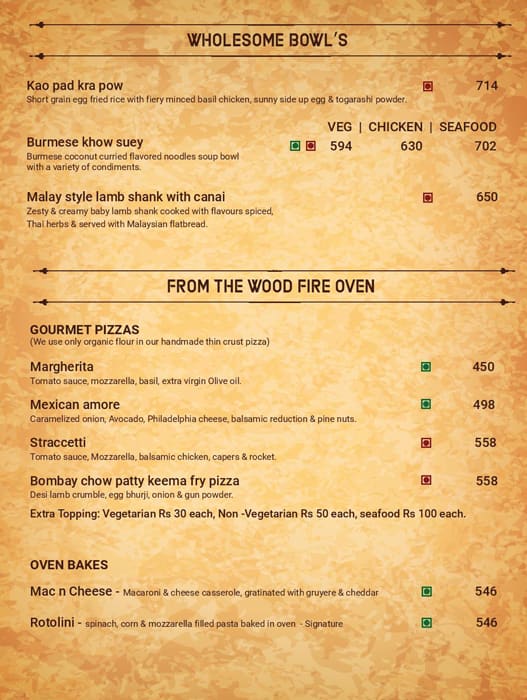 Menu at CLUB FENICIA, Kolkata