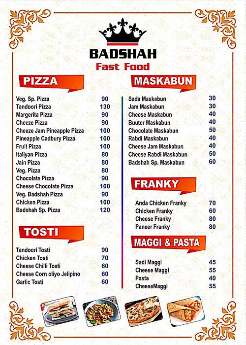 Menu at kitchen badshah, Ahmedabad, XGRC+G23