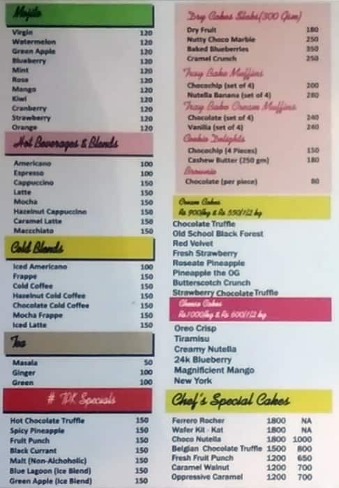 Menu at The Q Bistro Bakery, Delhi