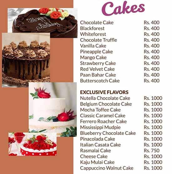 Menu of Enrich Cakes, Shivane, Pune