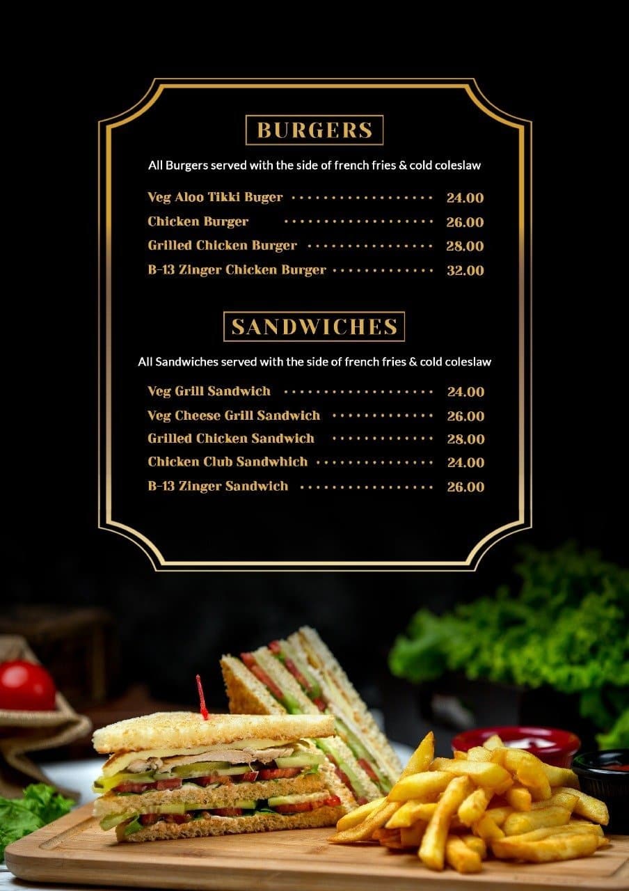 Menu at Bubble 13 Café restaurant, Dubai