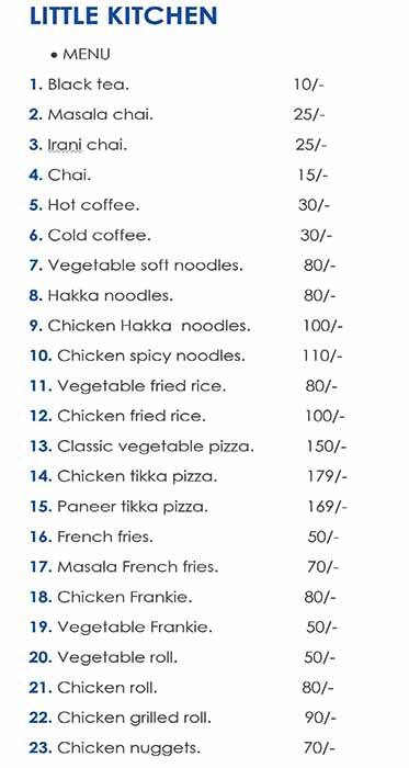 Menu of Little Kitchen, Charminar, Hyderabad