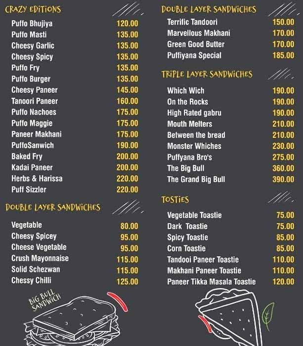 Menu at Puffiyana - The Puff Cafe, Ahmedabad
