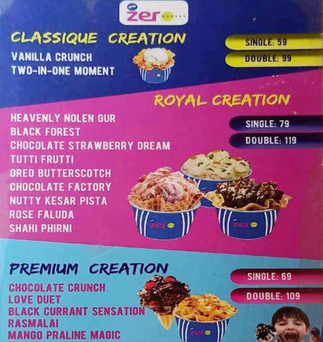 Menu of Metro Zero Degree, Shibpur, Howrah