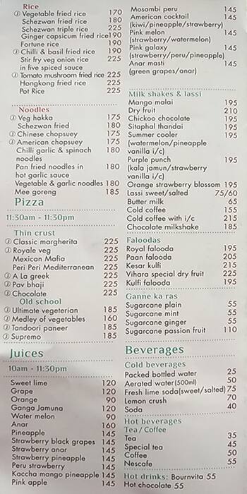 Menu at Vihara- The International By Tunga, Mumbai