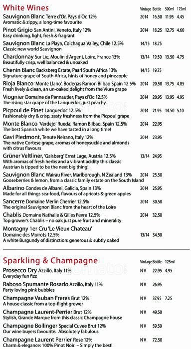 Menu at Old Plough pub & bar, Cobham