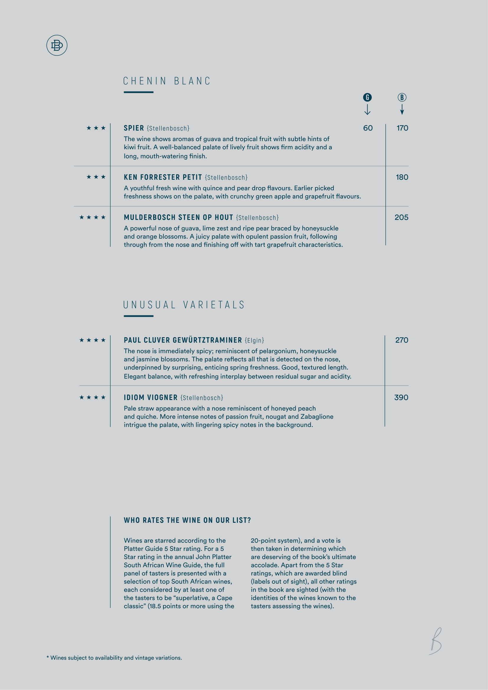 Menu at Bull Run restaurant, France