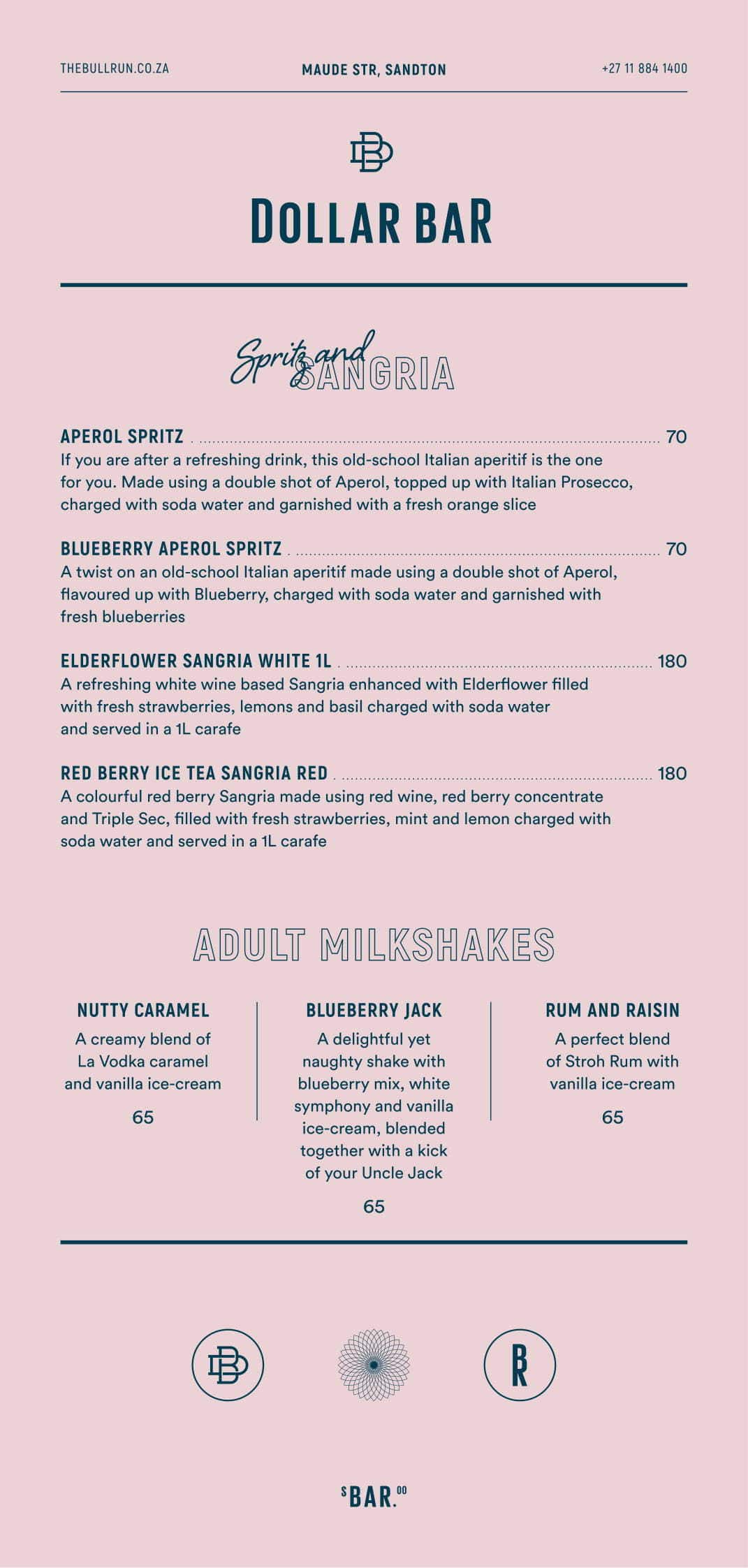 Menu at Bull Run restaurant, France