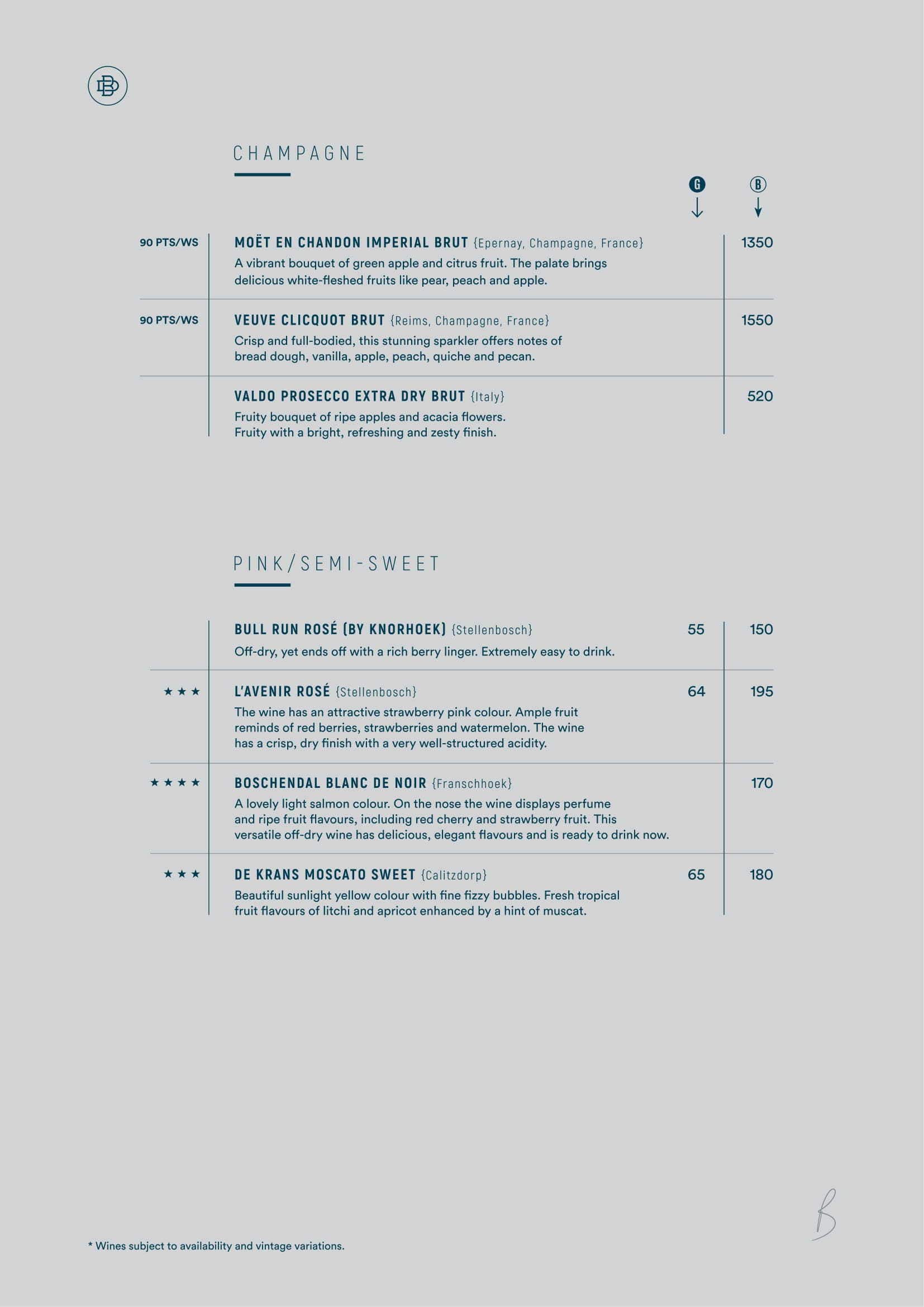 Menu at Bull Run restaurant, France