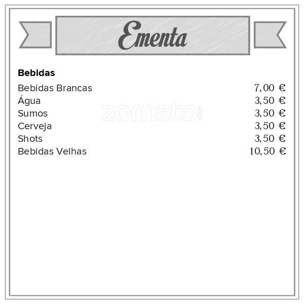 Menu at Finalmente pub & bar, Lisbon