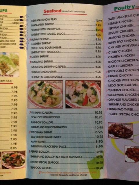 Menu at Big Heng restaurant, Peoria