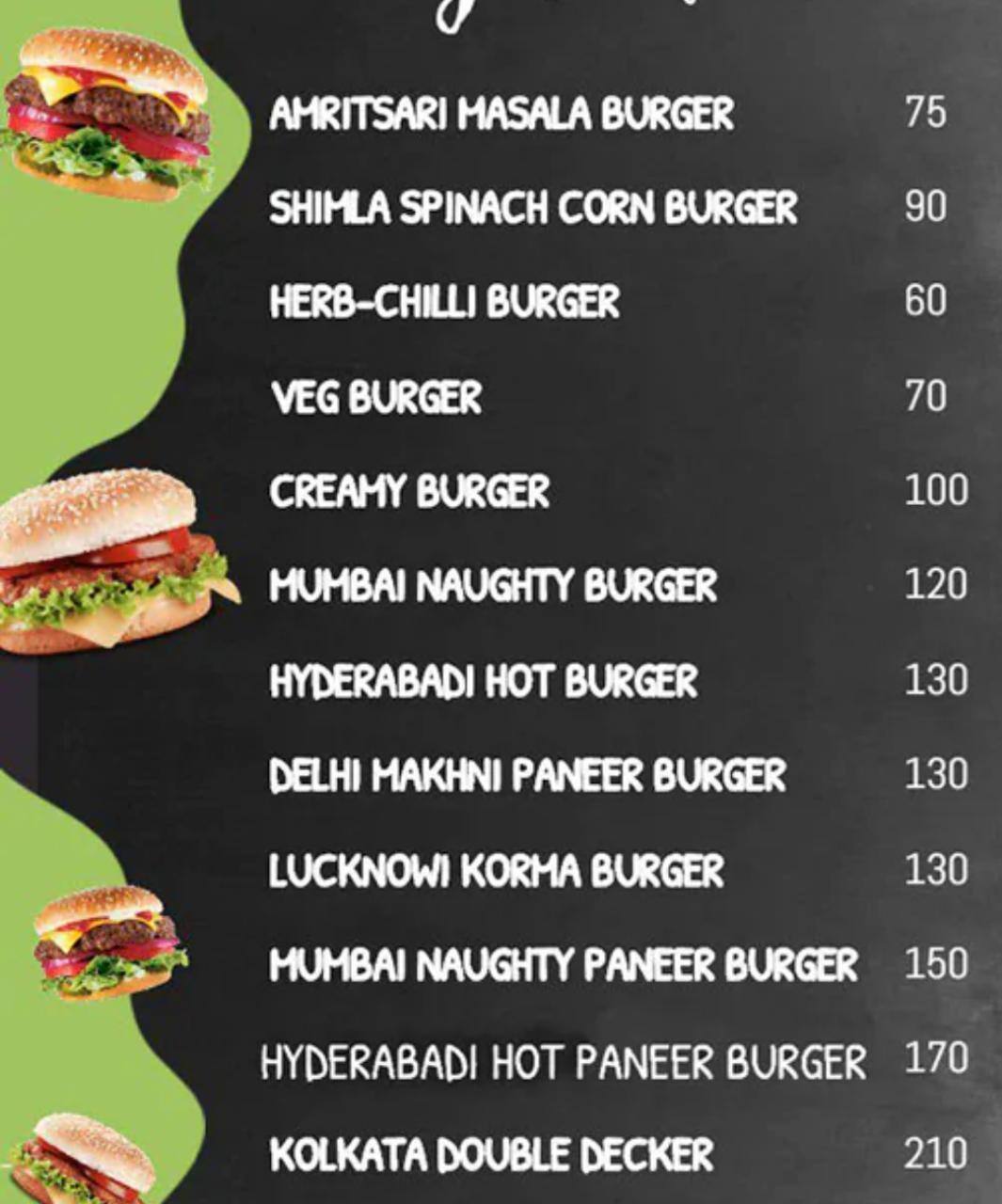 Menu of Special Paneer Cream Burger, Golambar, Patna