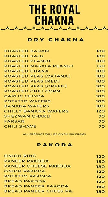 Menu of The Royal Chakna, Badlapur, Thane