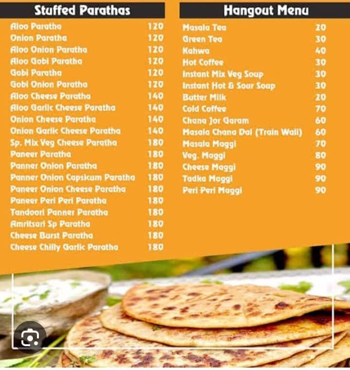 Menu of Shyam Restaurant, Rohini, New Delhi