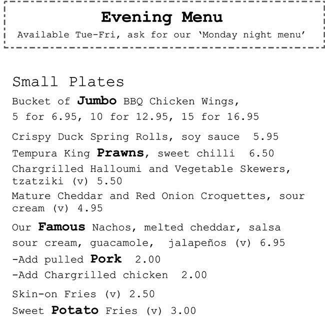 Menu at James Bar and Dining, London
