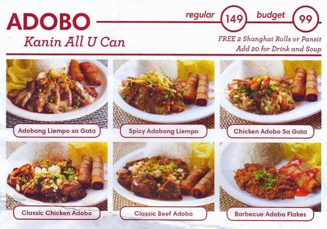 Adobo Connection Menu, Menu for Adobo Connection, Dela Paz, Rizal ...