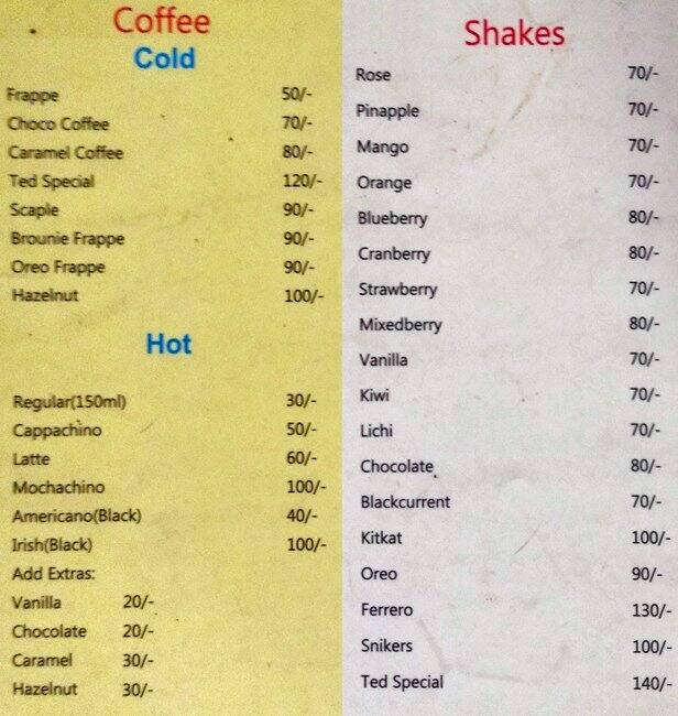 Mr. Ted Menu, Menu for Mr. Ted, Manik Bagh Road, Indore - Zomato